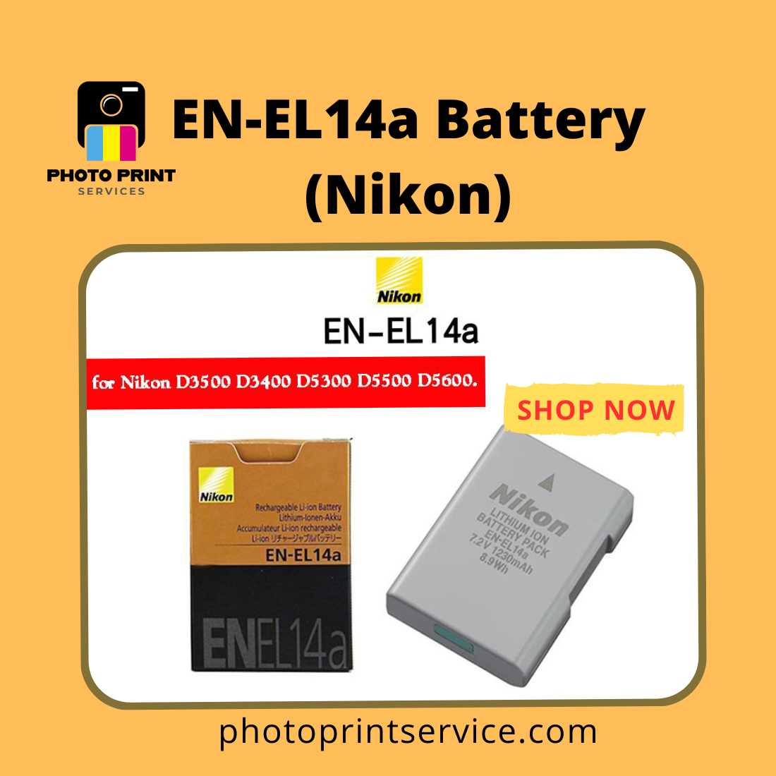 Buy Genuine Nikon EN-EL14A Battery for Nikon D3500, D3400, D5300, D5500 ...